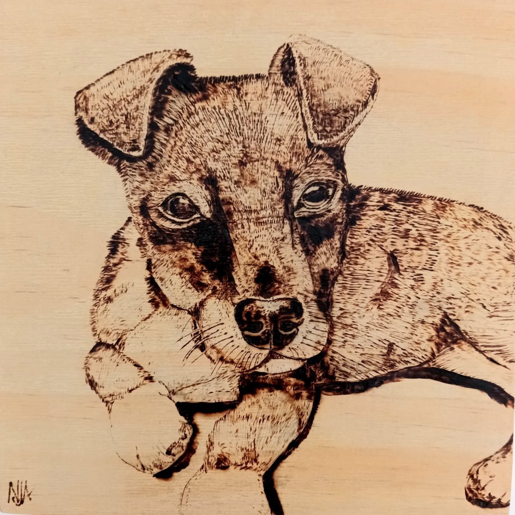 Pyrography puppy - NJ Art Creations